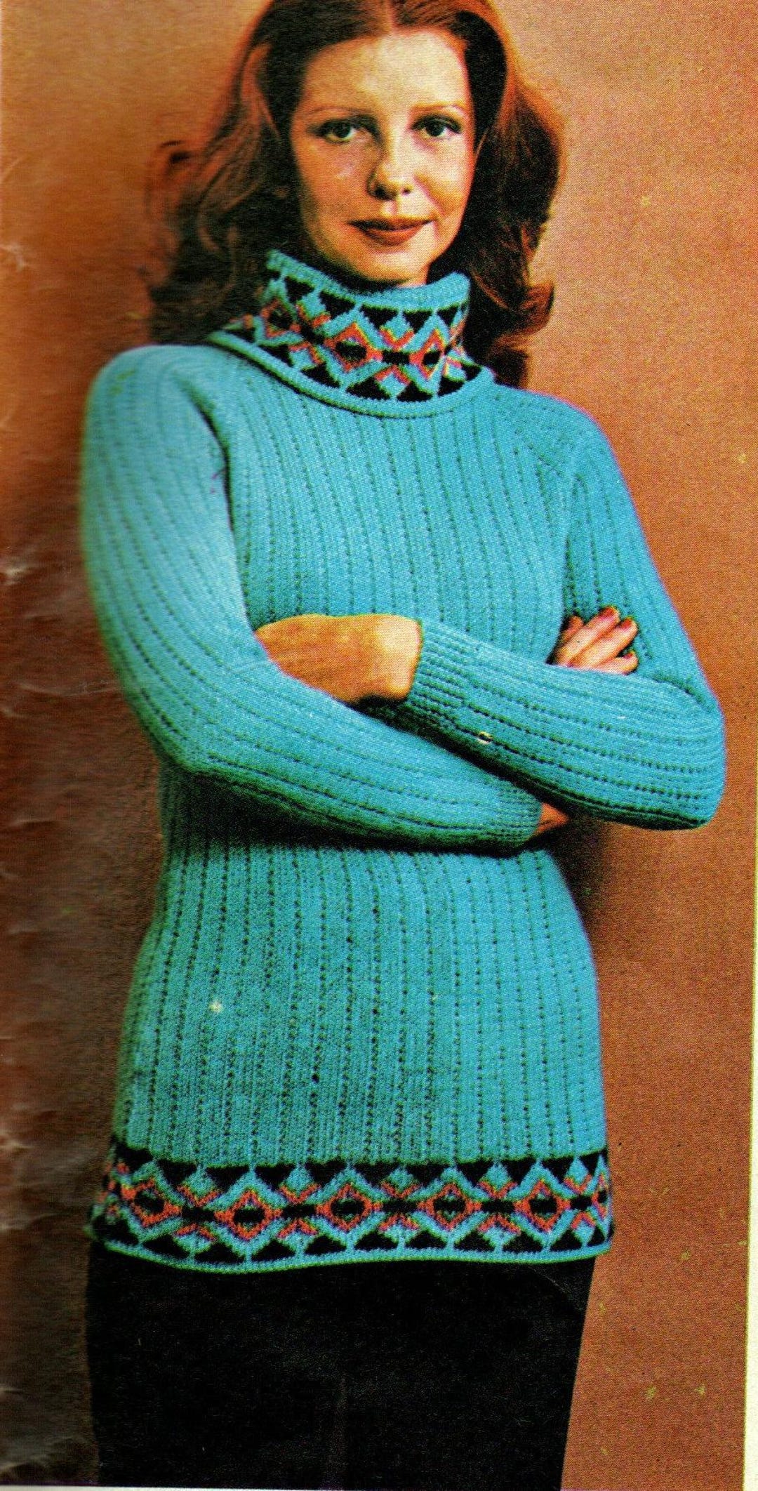 1970s Long Line Sweater Knitting Pattern (PDF Download) - Etsy