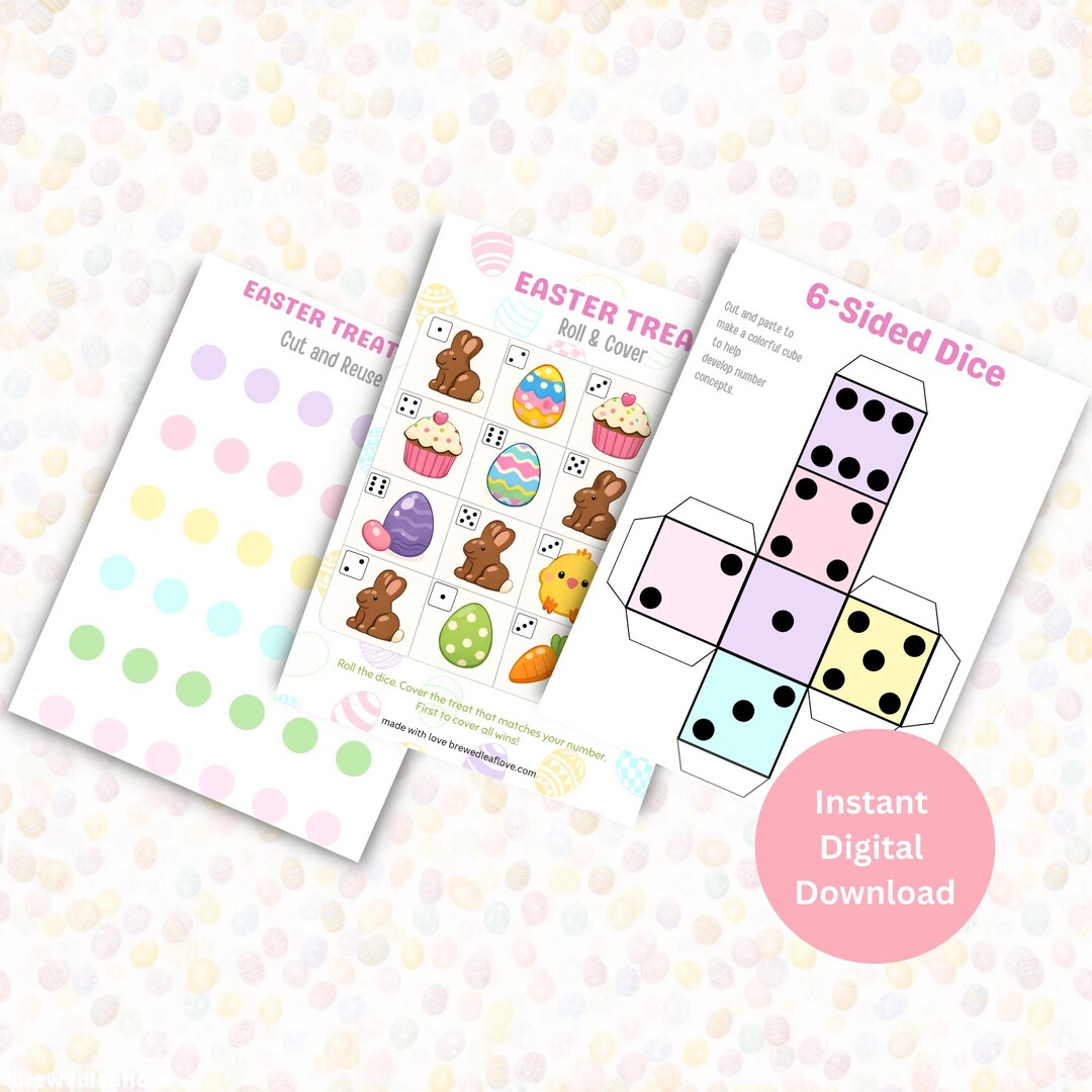 Easter Treat Roll & Cover – Printable Easter Dice Game for Kids - Etsy