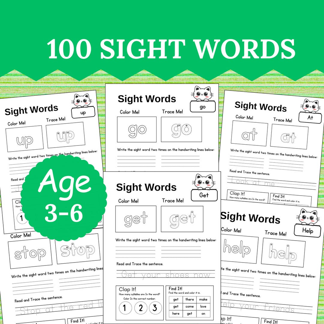 Sight Word Worksheet, 100 Fry Sight Words, High Frequency Words, Fry ...