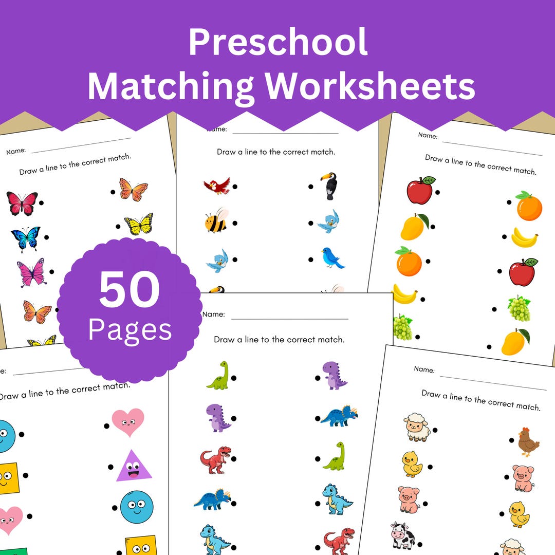 Preschool Matching Worksheets, 50 Match the Picture,toddler Curriculum ...