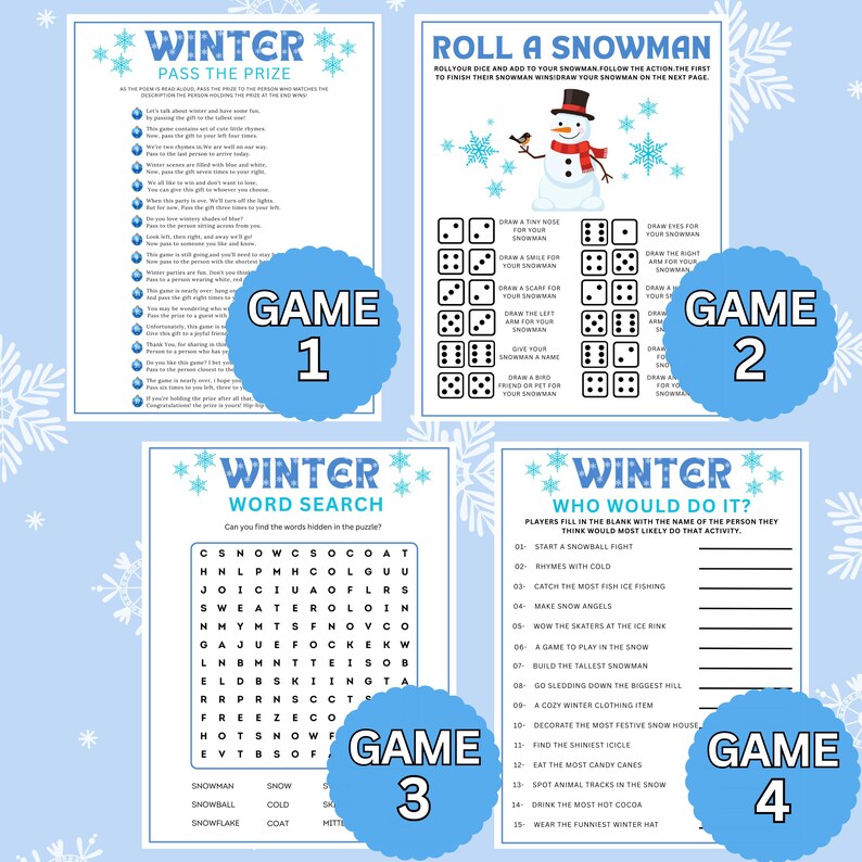 Winter Party Games, Family Winter Games, Winter Class Party Games ...