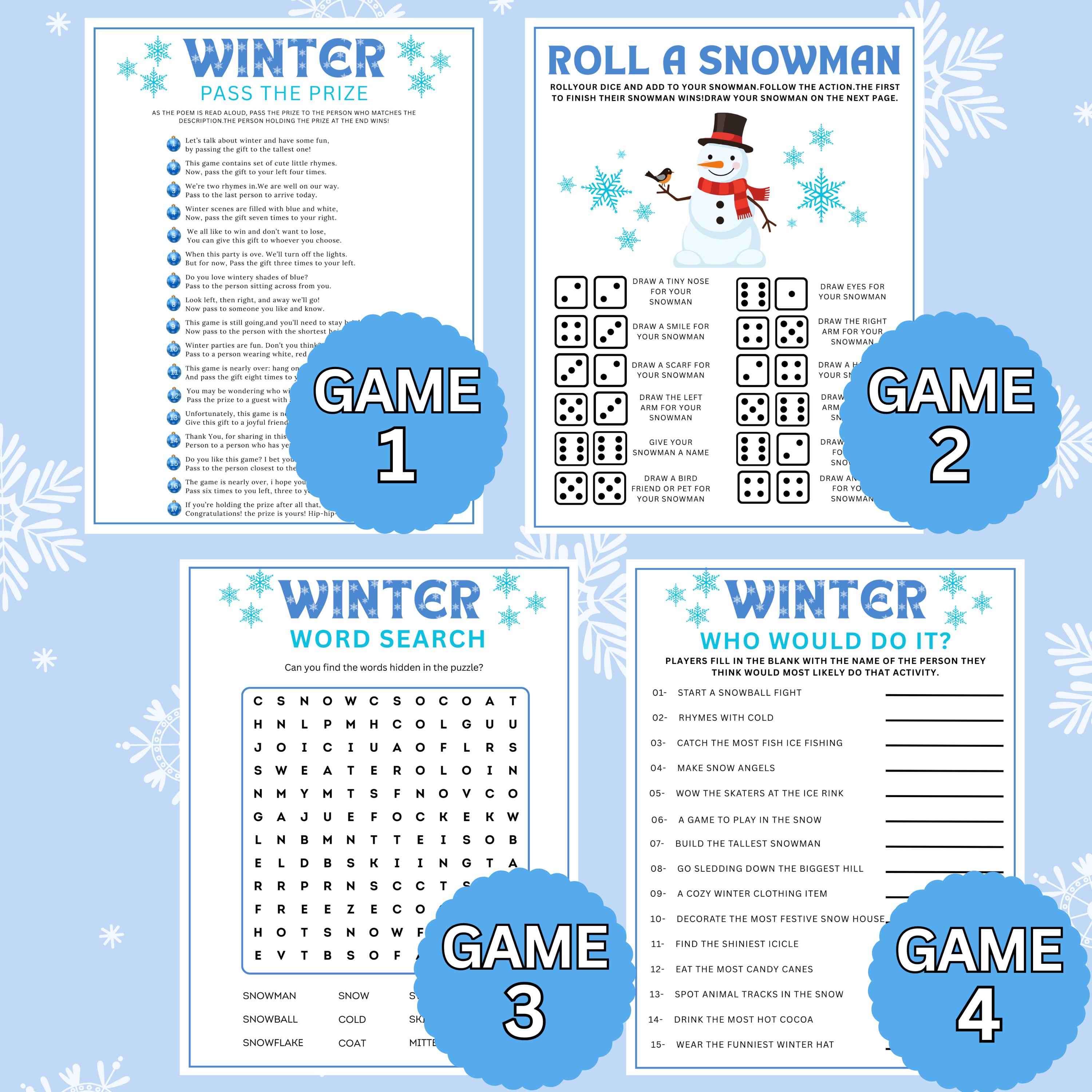 Winter Party Games, Family Winter Games, Winter Class Party Games ...