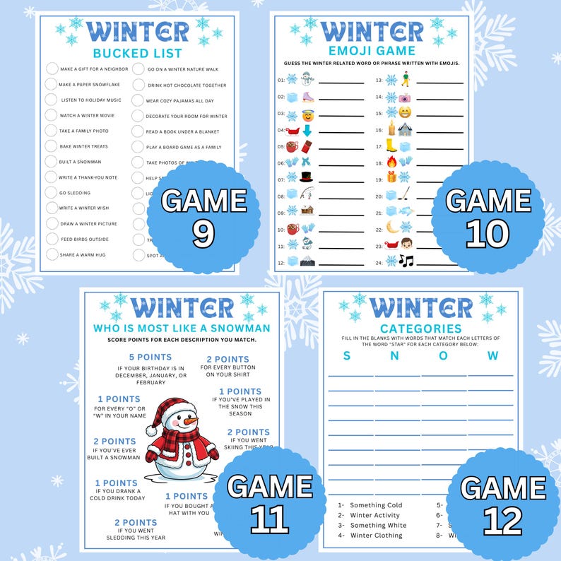 Winter Party Games, Family Winter Games, Winter Class Party Games ...