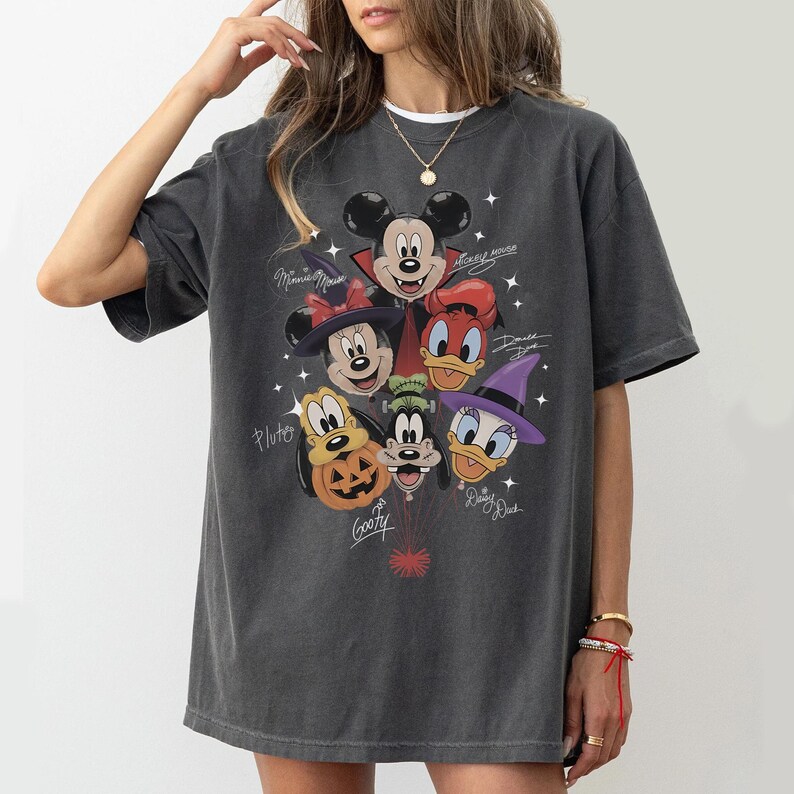 Retro Mickey and Friends Balloon Halloween Signatures Shirt, Spooky ...