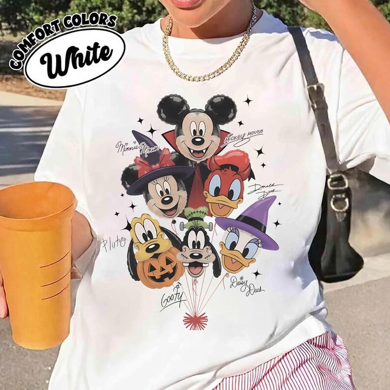 Retro Mickey and Friends Balloon Halloween Signatures Shirt, Spooky ...