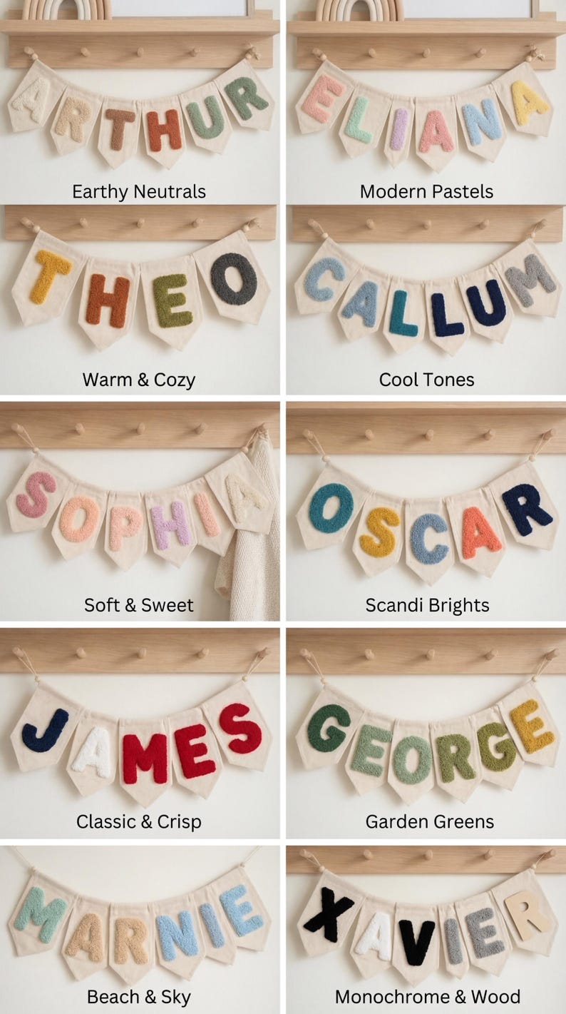 Personalized Baby Name Banner – Handmade Canvas Bunting, Custom Nursery ...
