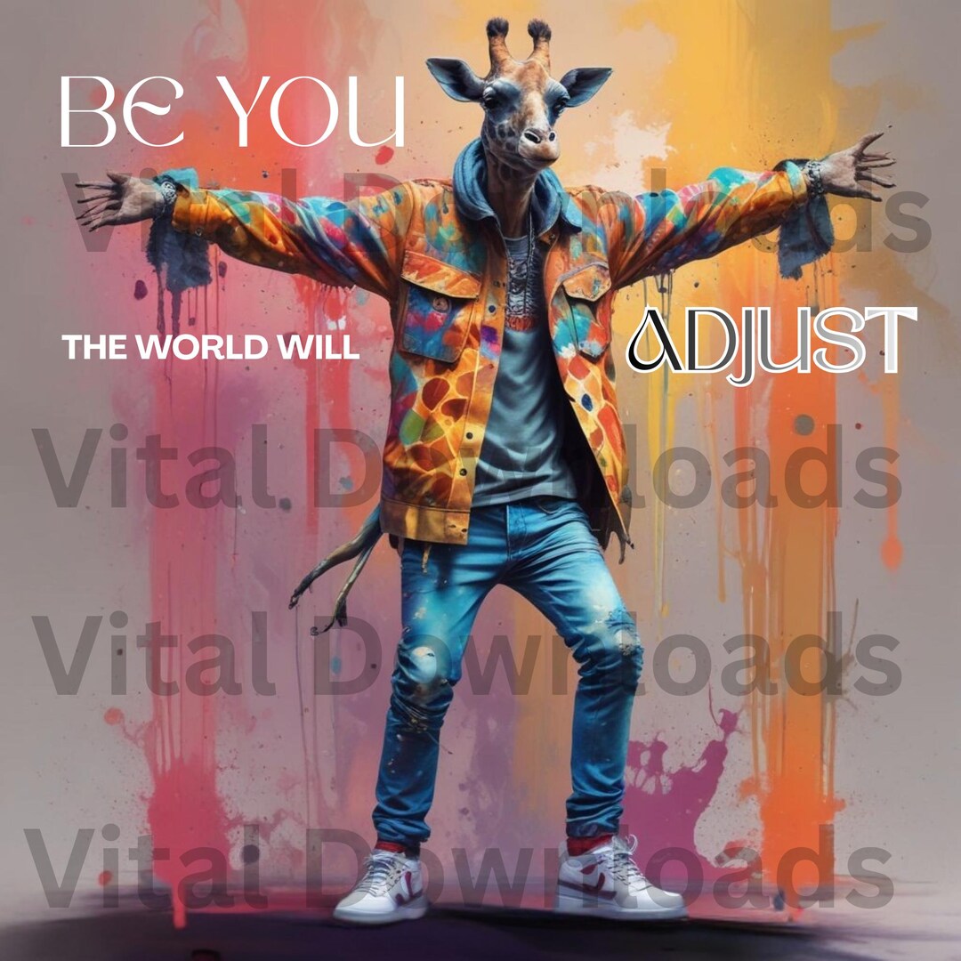 BE YOU Giraffe PNG | Hip Hop Paint Splash Transfer | Trendy Animal ...