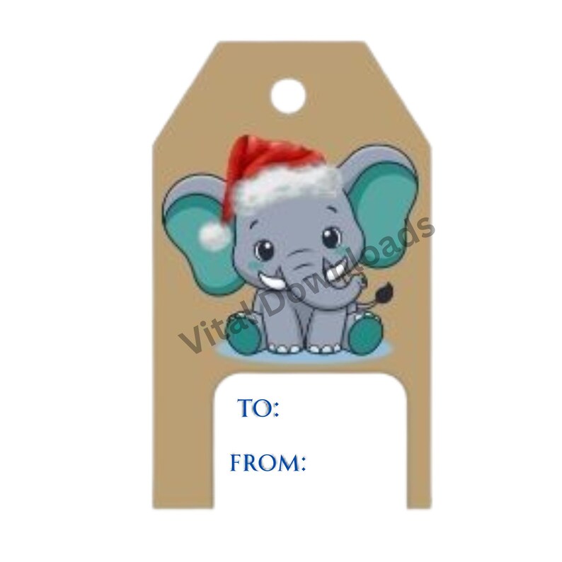 16 Printable Christmas Gift Tags | Cute Baby Animal Tags | Santa Hat ...