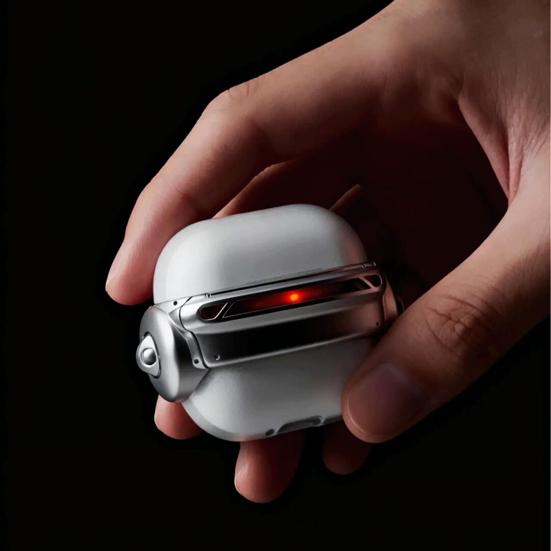 Laser Light AirPod Case | Cyberpunk Futuristic Silver Robot Cover for ...