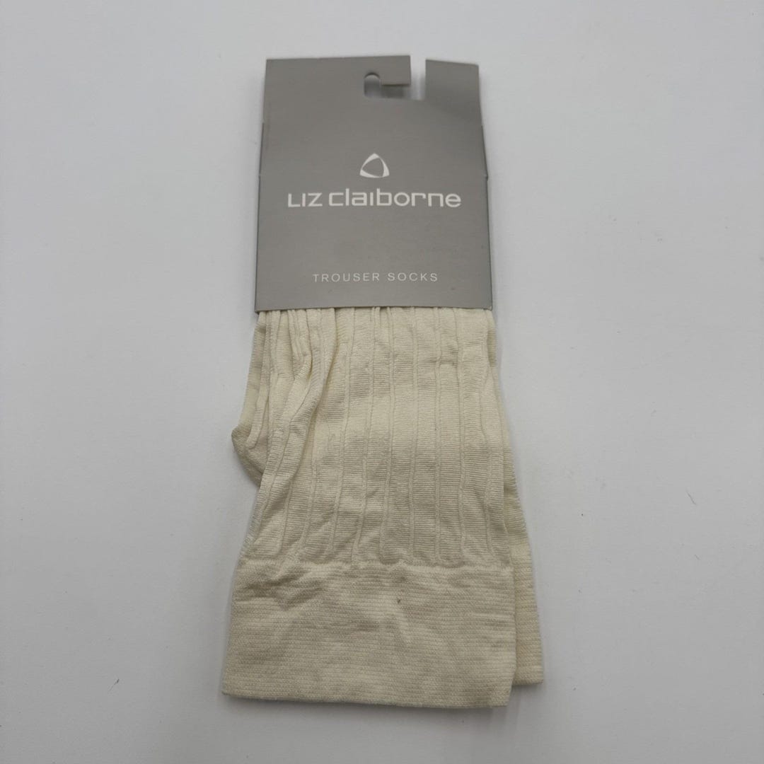 New With Tag Liz Claiborne Trouser Socks, Woman 1 Pair, Size 9-11 Cream ...