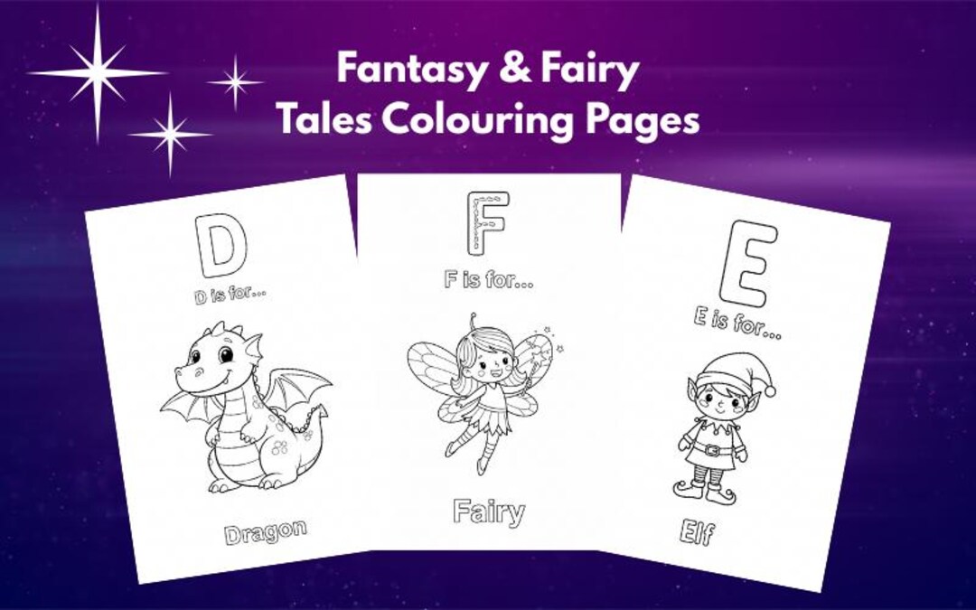 Fantasy and Fairy Tales Alphabet Colouring Pages – 26 Printable ABC ...