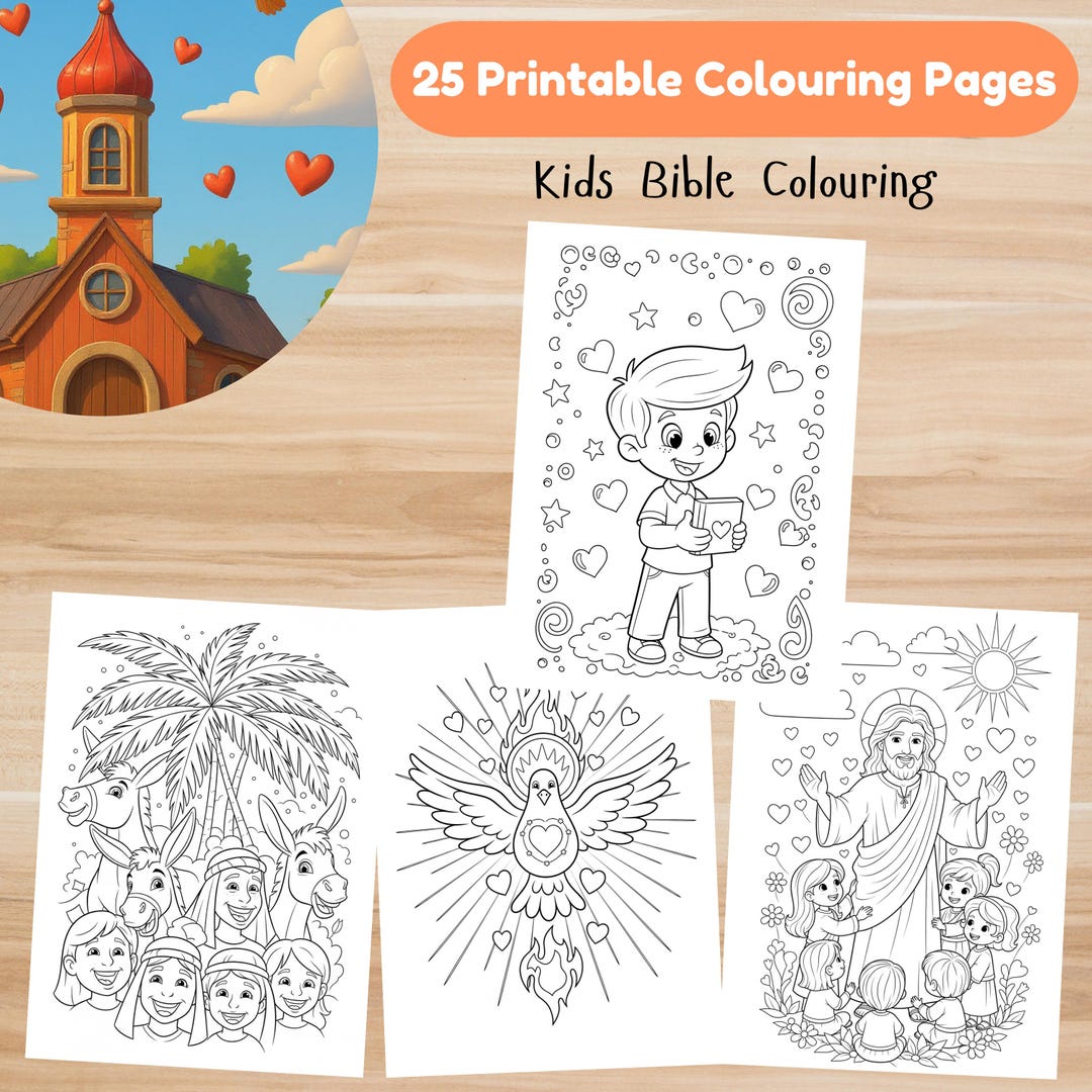 Doodle Style Kids Bible Colouring Pages Printable Christian Activity ...