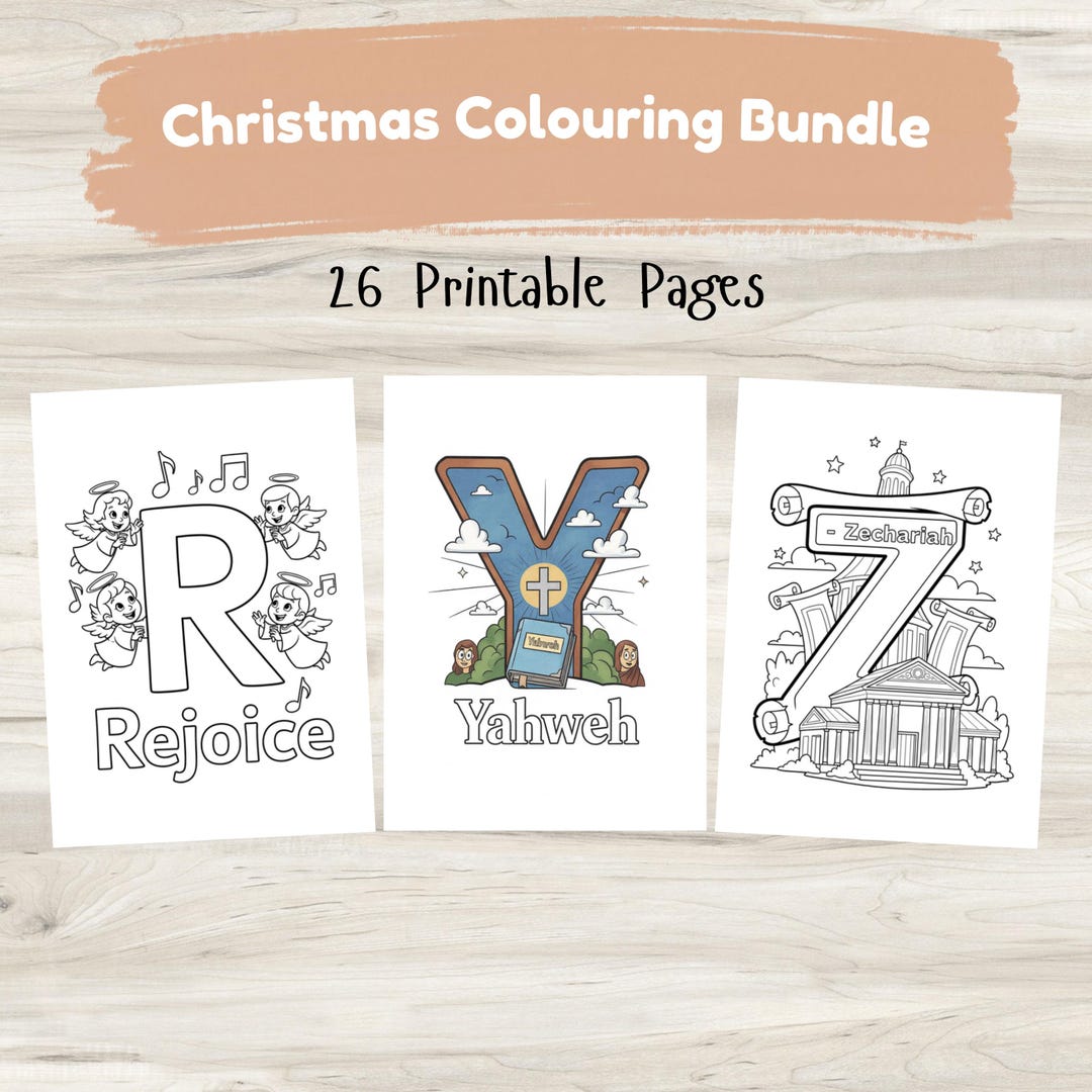 Christmas Bible Alphabet Colouring Pages for Kids Printable Christian ...