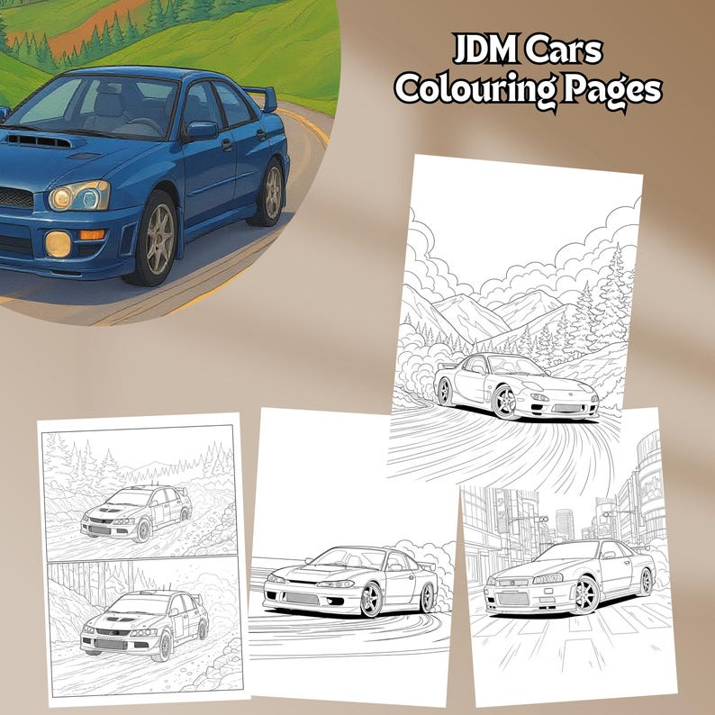 JDM Cars Colouring Pages for Adults Teens Kids Printable Car Colouring ...