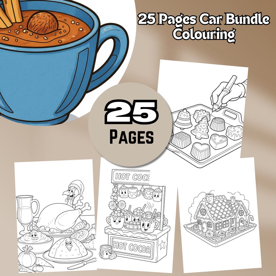 25 Christmas Food Colouring Pages for Kids and Adults Printable ...