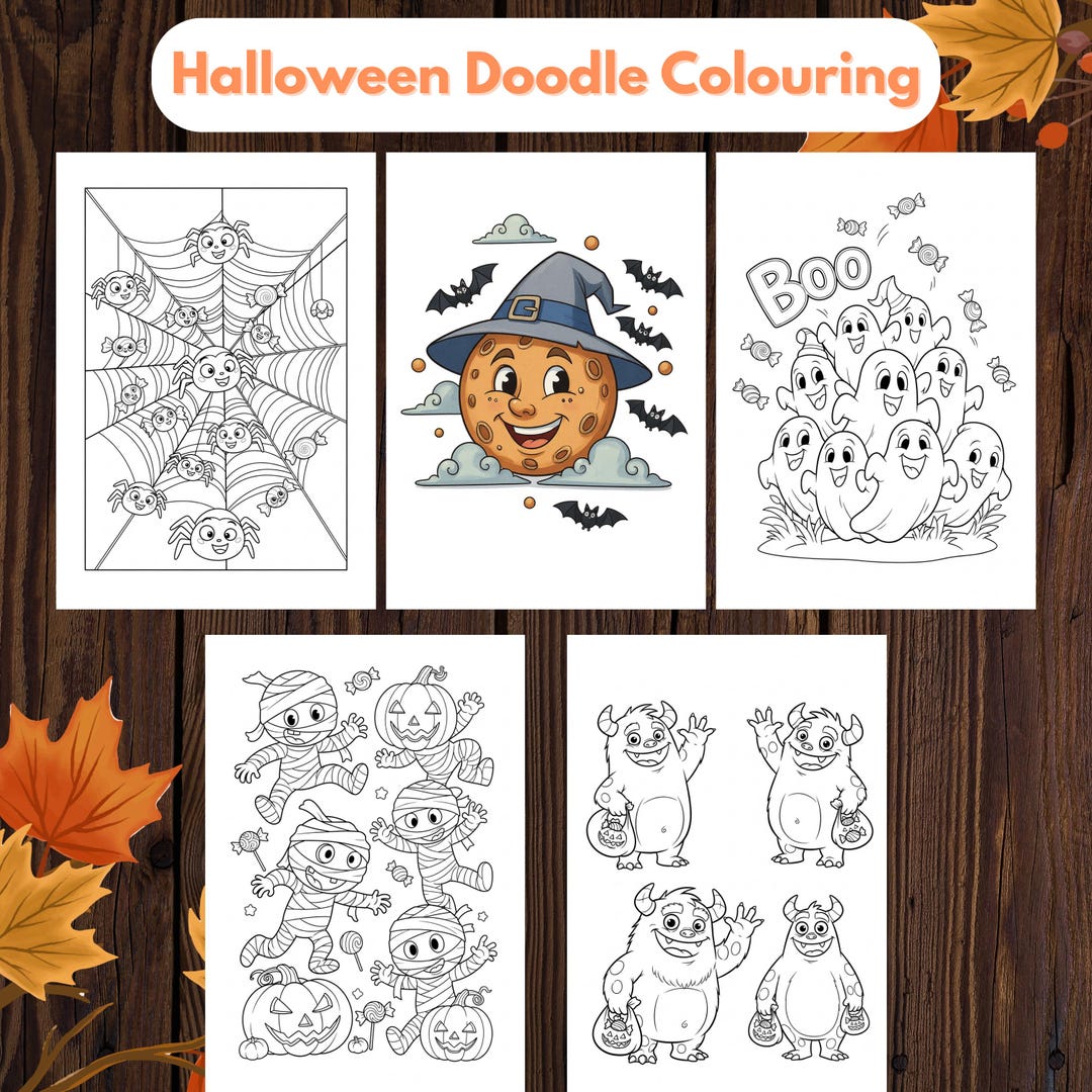 25 Halloween Doodle Colouring Pages for Kids Teens Adults Printable ...