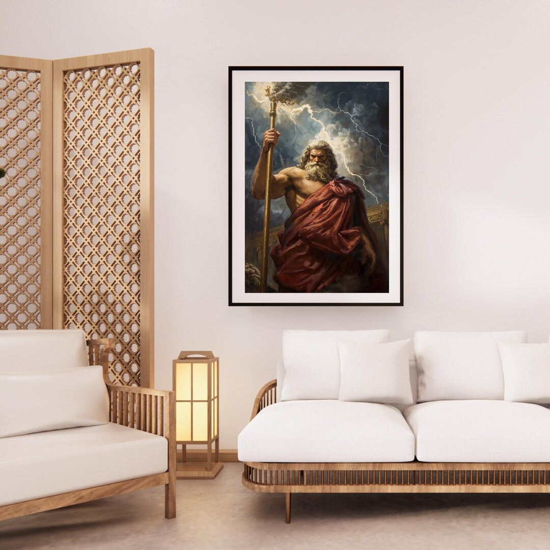 Zeus Thunderbolt Greek Mythology Wall Art Storm Lightning Painting Epic ...
