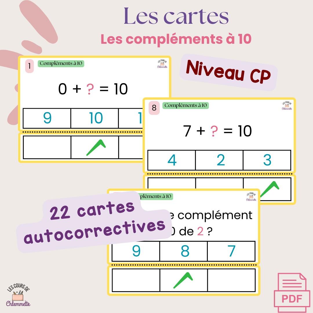 Clothespin Cards: Complements to 10 (grades 1-2) | Mental Math Addition ...