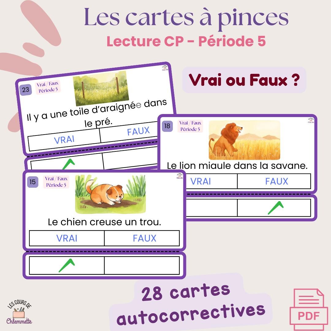 True/false Clothespin Cards - Grade 1, Period 5 - Reading Comprehension ...