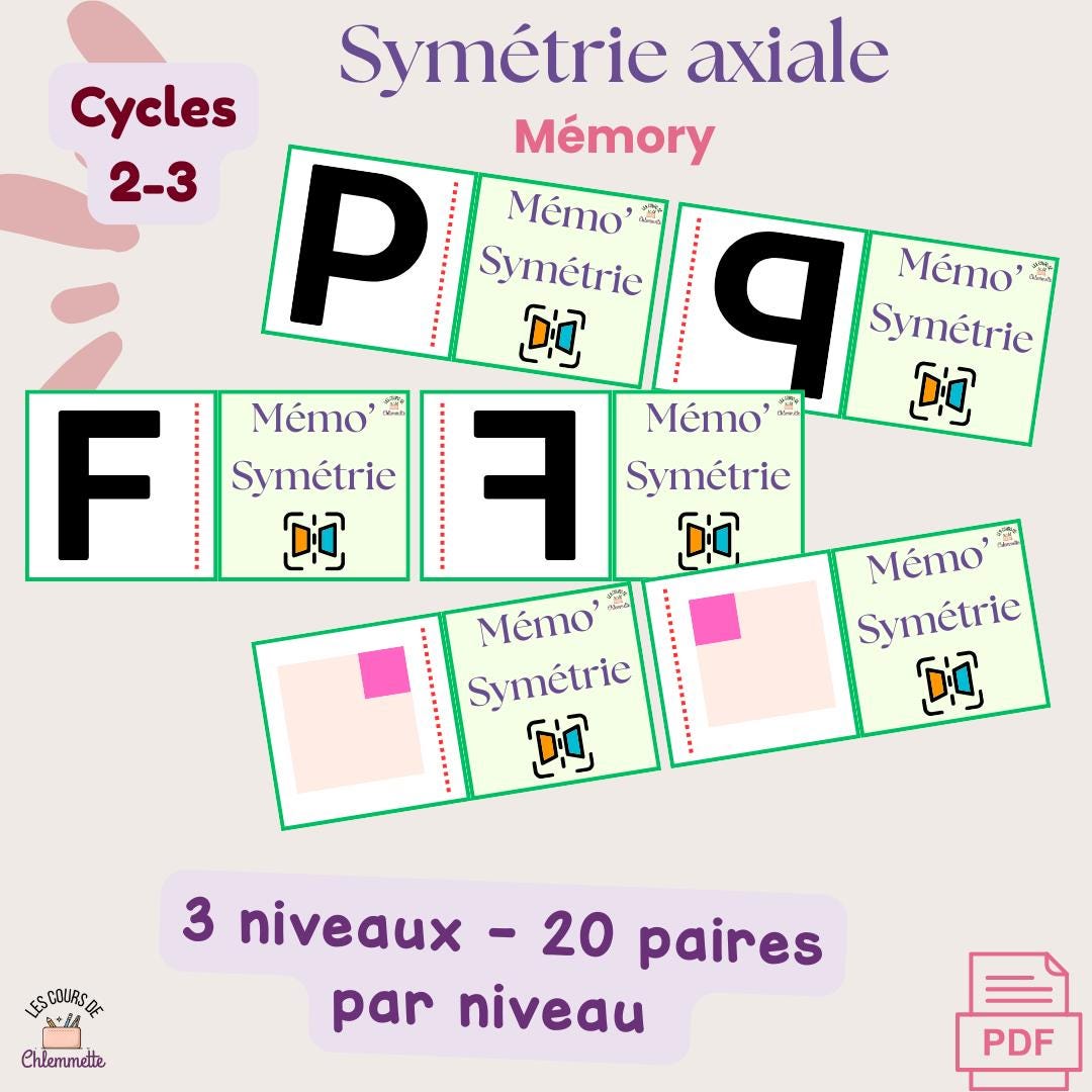Axial Symmetry Memory Game - 60 Pairs of Figures and Symmetrical Shapes ...