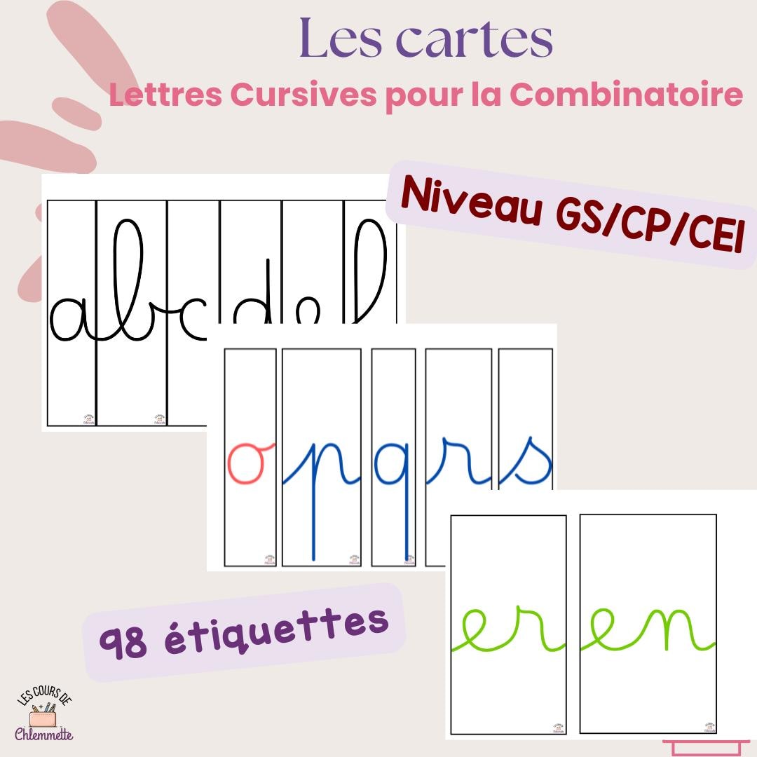 Cursive Letter Cards for Combining CP and CE1 (french Primary School ...