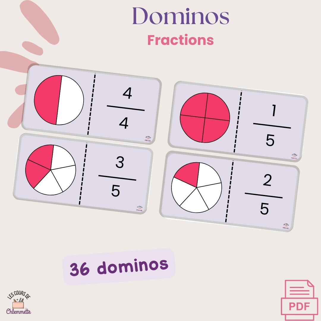Fraction Dominoes for Grades 1-3 | Math Game | Grades 1-3 | Fraction ...