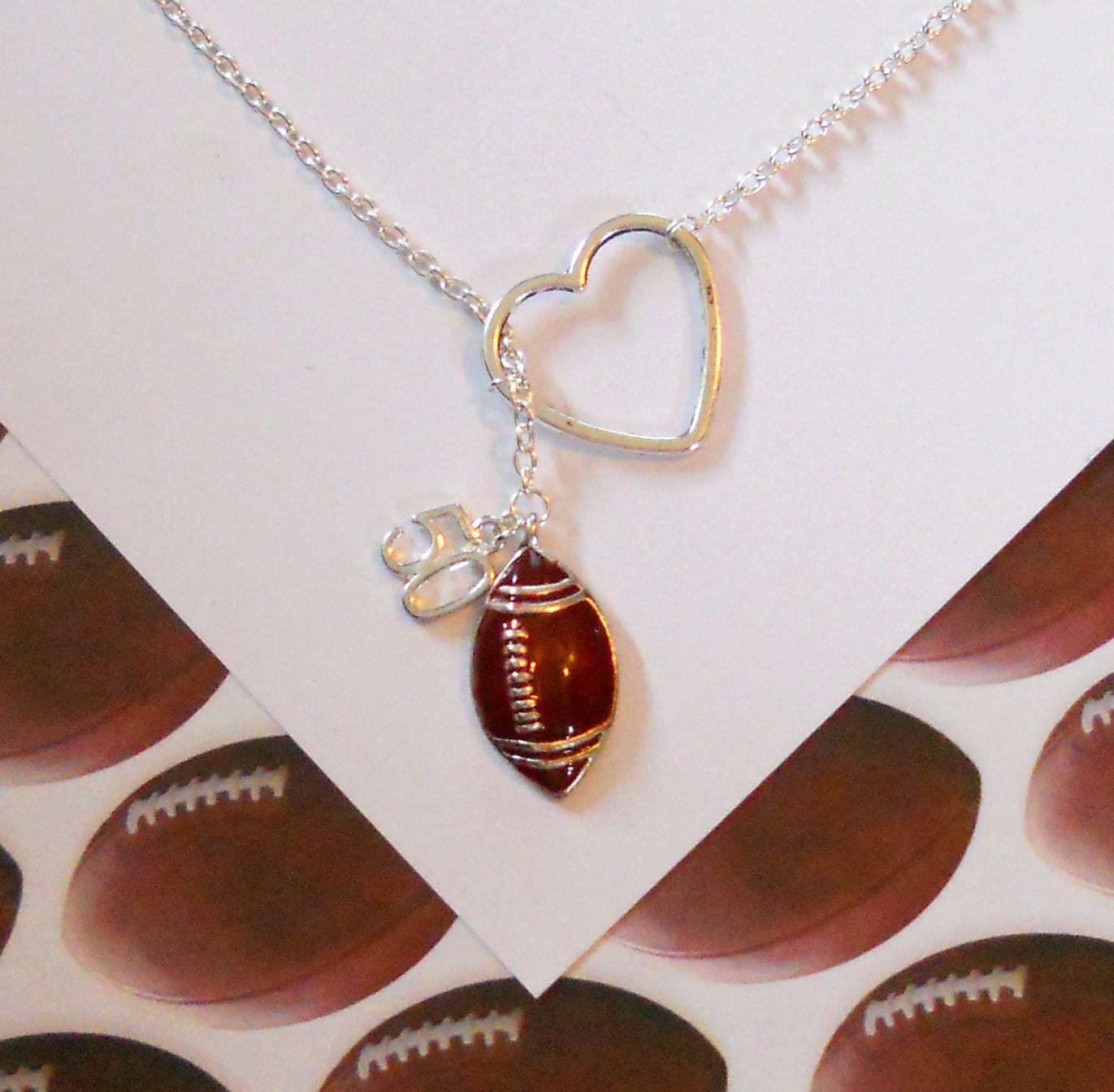 Football Necklace With Heart and Number Handmade Jewelry - Etsy