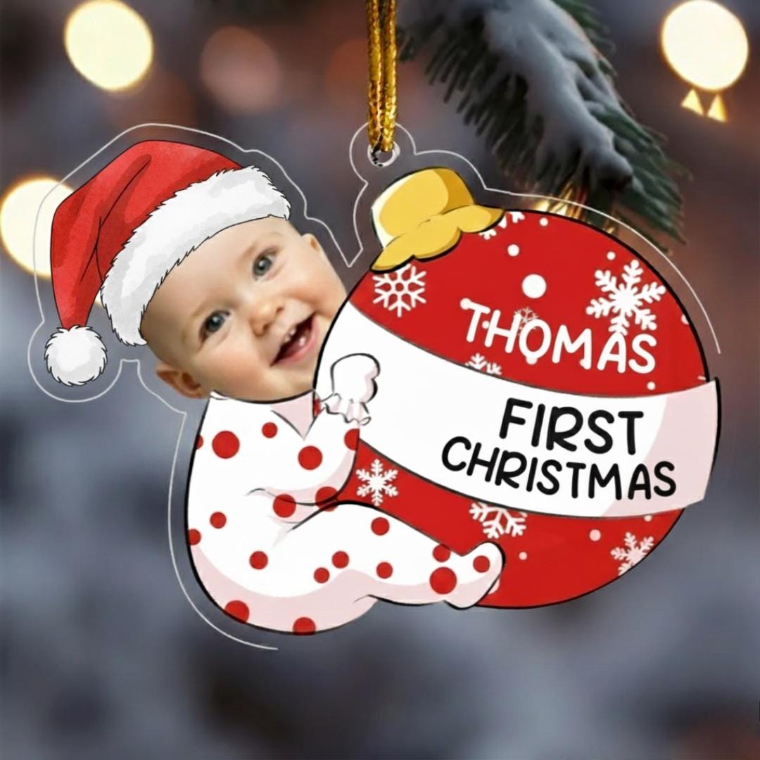 Personalized Baby Photo Christmas Baubles Acrylic Ornaments, Baby's ...