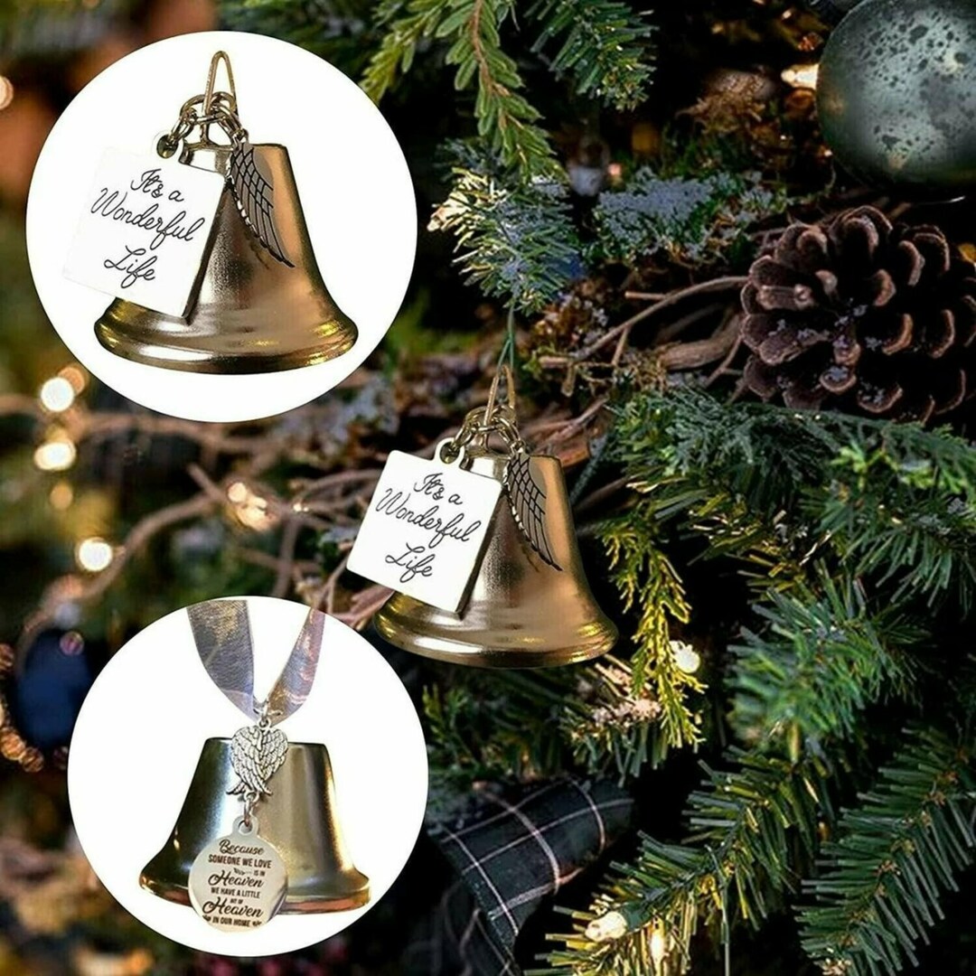 Memorial Ornaments Angel Wings Bell, Custom in Loving Memory Christmas ...
