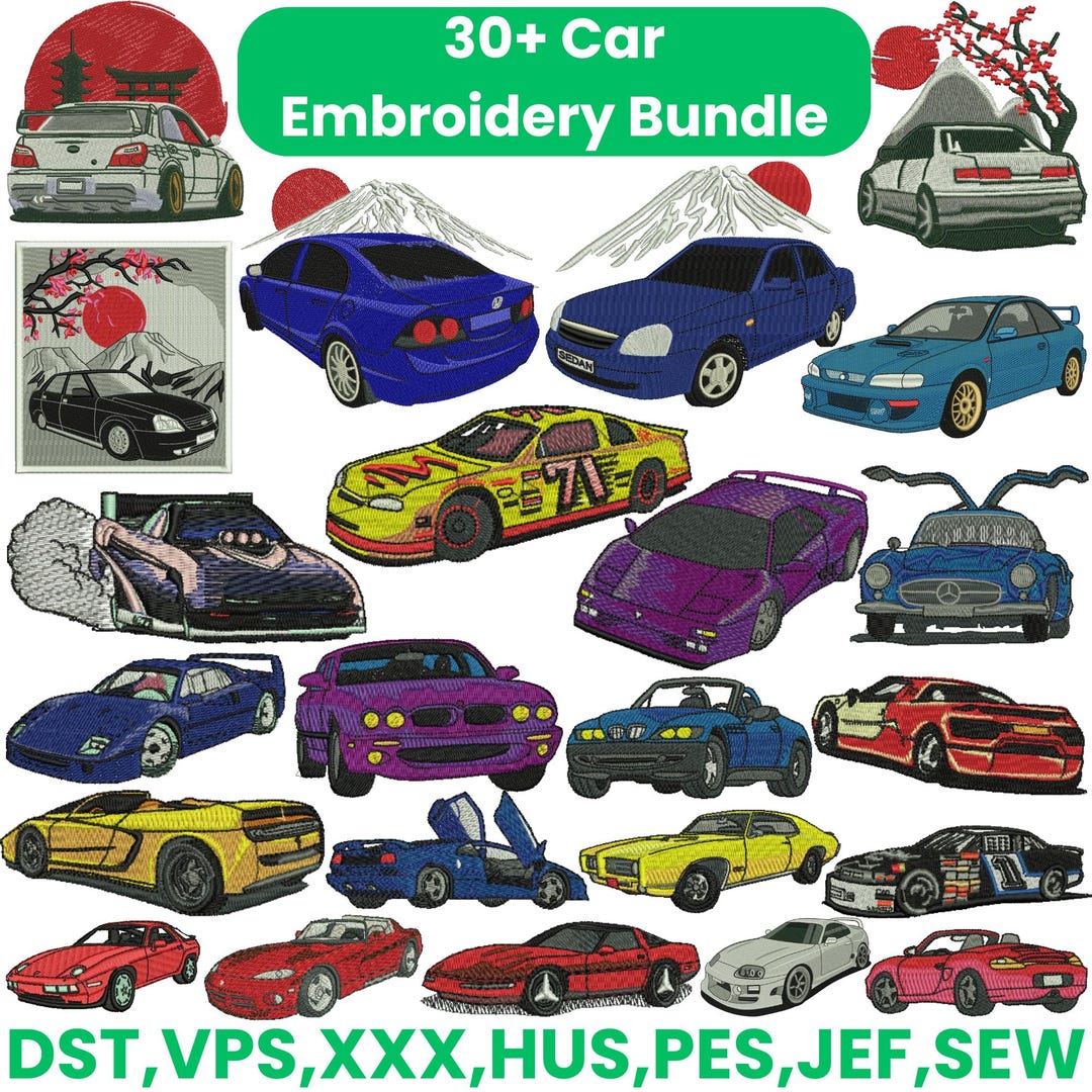 Car Embroidery Design, Classic Car Embroidery, Japanese Car Embroidery ...