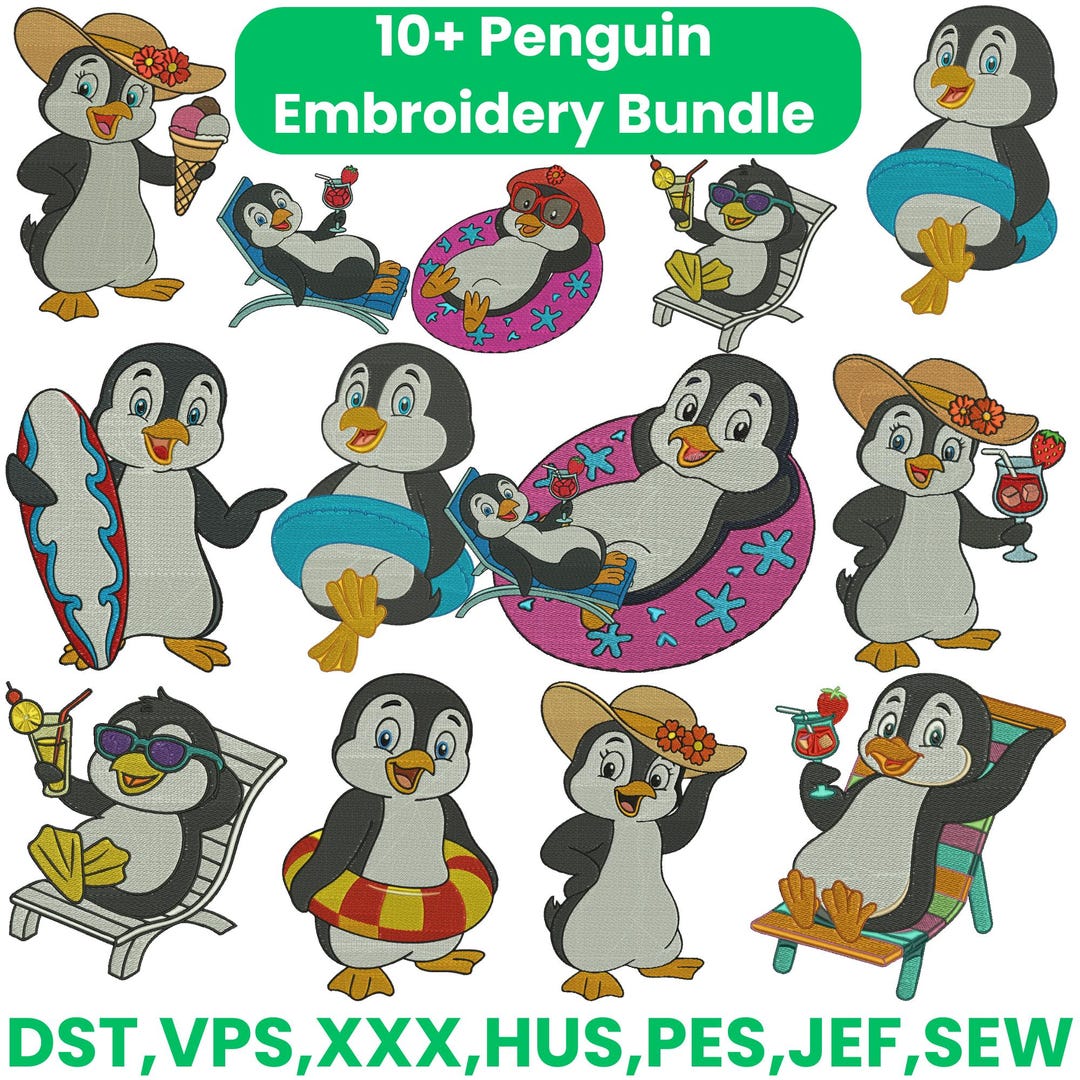 Penguin Embroidery Design, White Penguin, Emperor Penguin, Gentoo ...