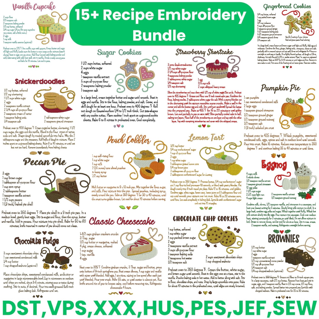 Recipe Embroidery Design, Sugar Cookie Recipe, Family Recipe, Pecan Pie ...