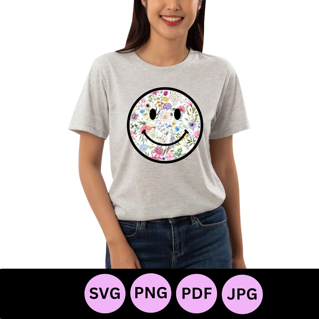 Retro Happy Face & Peace Sign Clipart - Good Vibes Design (PNG, JPG ...