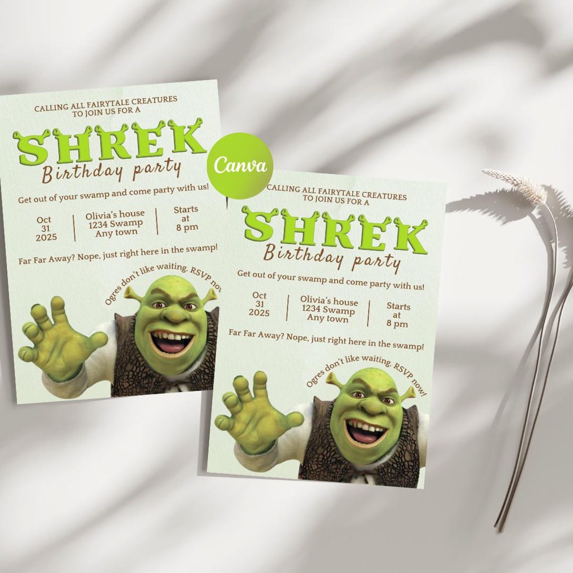 Ogre Birthday Party Invitation, Editable Canva Template - Etsy