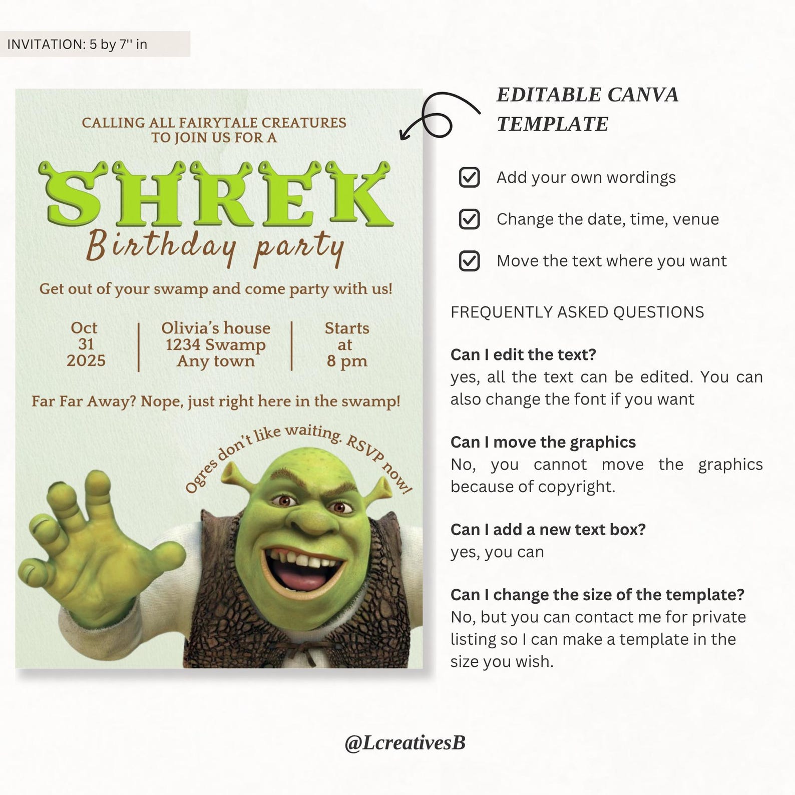 Ogre Birthday Party Invitation, Editable Canva Template - Etsy