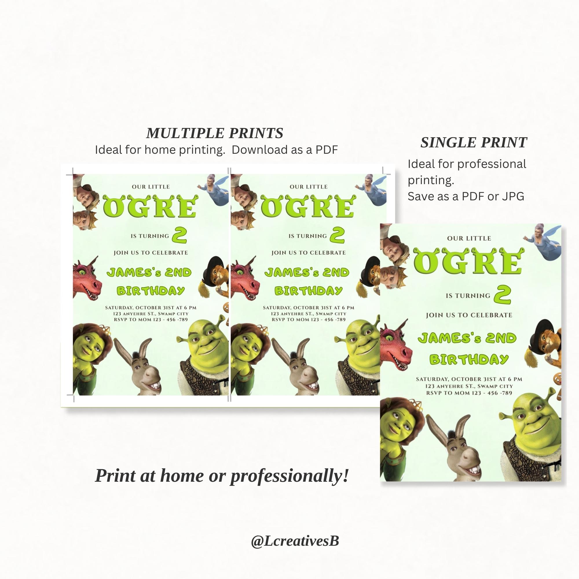 Shrek Birthday Invitation, Little Ogre: Editable Canva Template ...