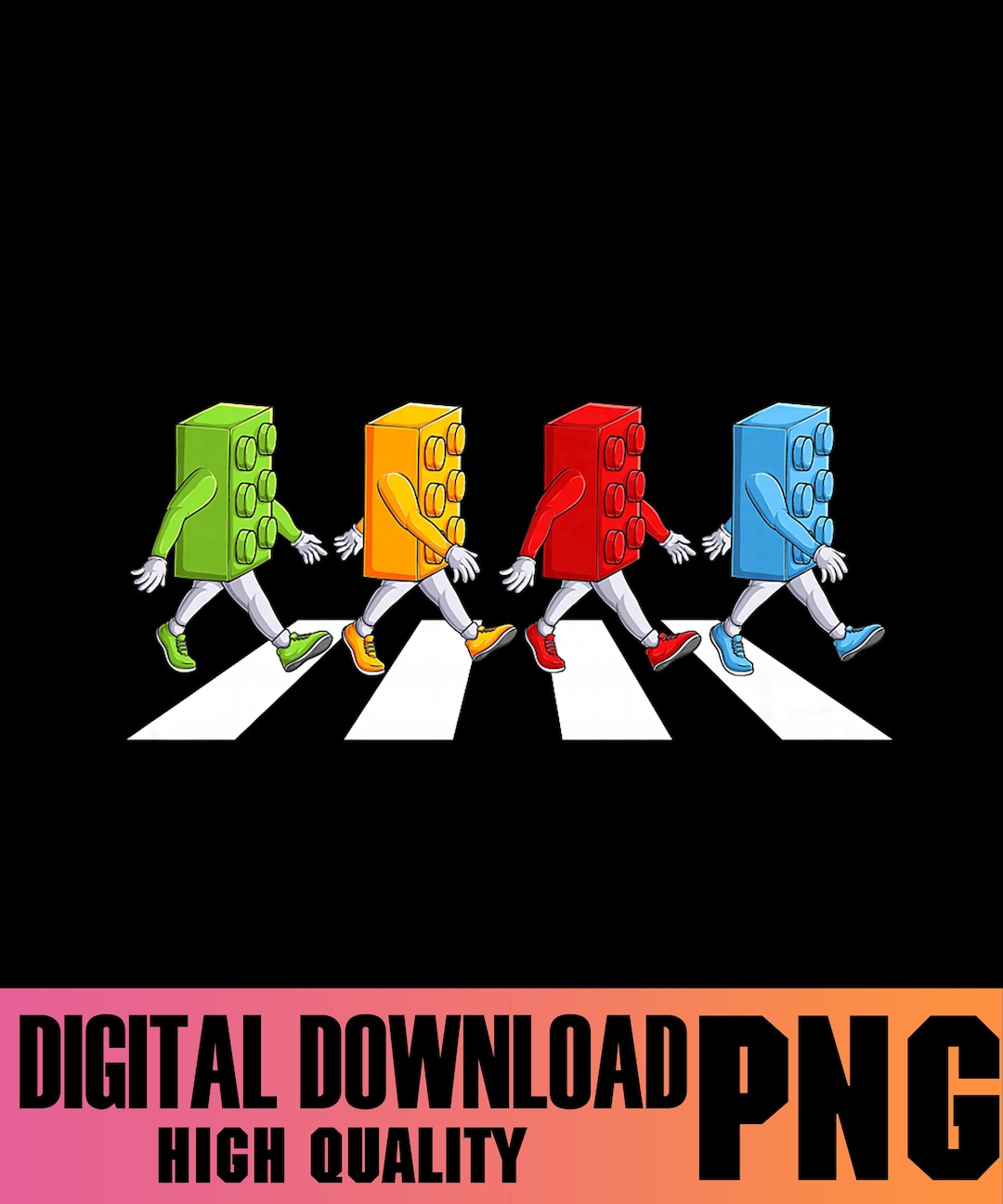 Building Blocks Characters Crossing Street PNG, Brick Toy Family ...