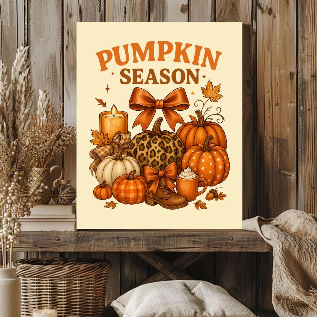 Pumpkin Season Wall Art Printable, Fall Digital Download, Rustic ...