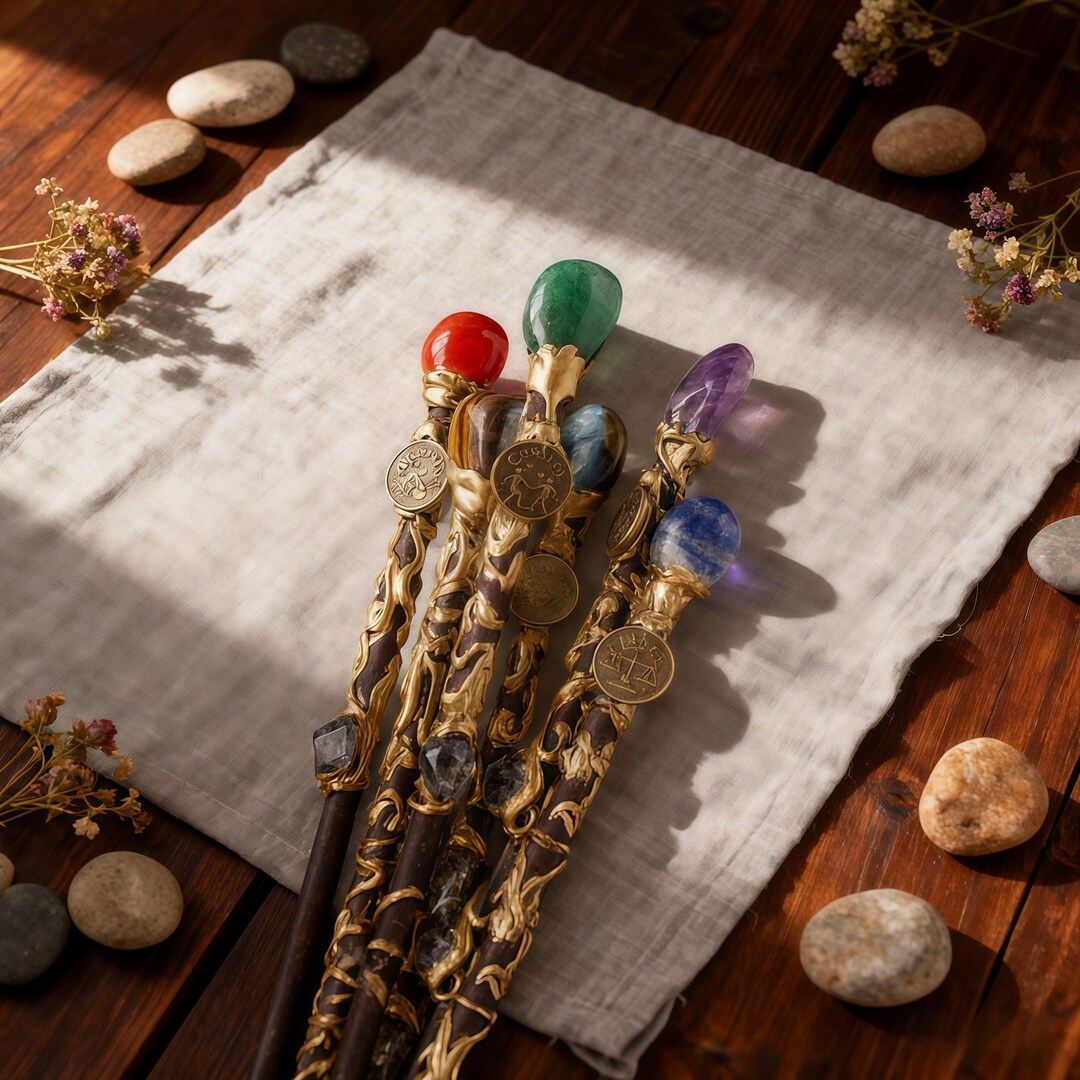 Natural Crystal Wands, Crystal Wands of the Twelve Zodiac Signs, Witch ...