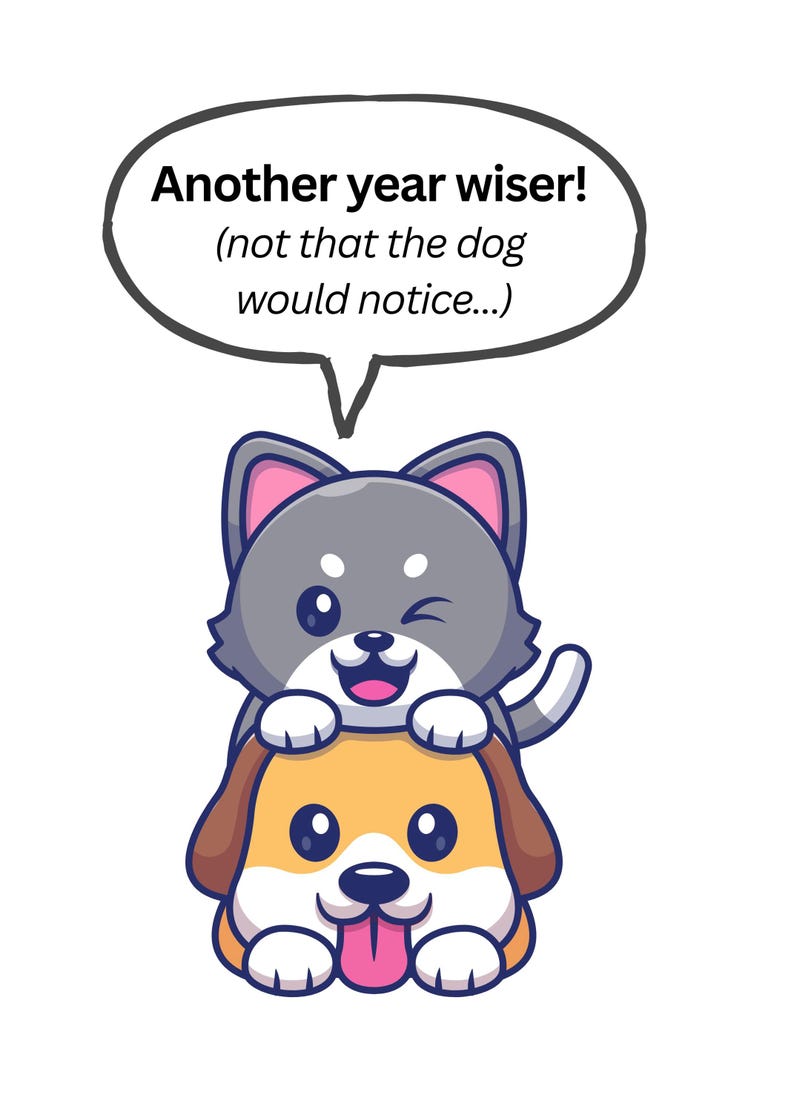 Funny Birthday Card for Cat and Dog Lover (digital Download) - Etsy