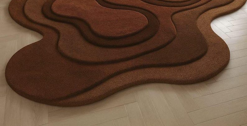3D Sculptural Hand Tufted Rug | Brown Tonal Layered Contour Area Rug ...