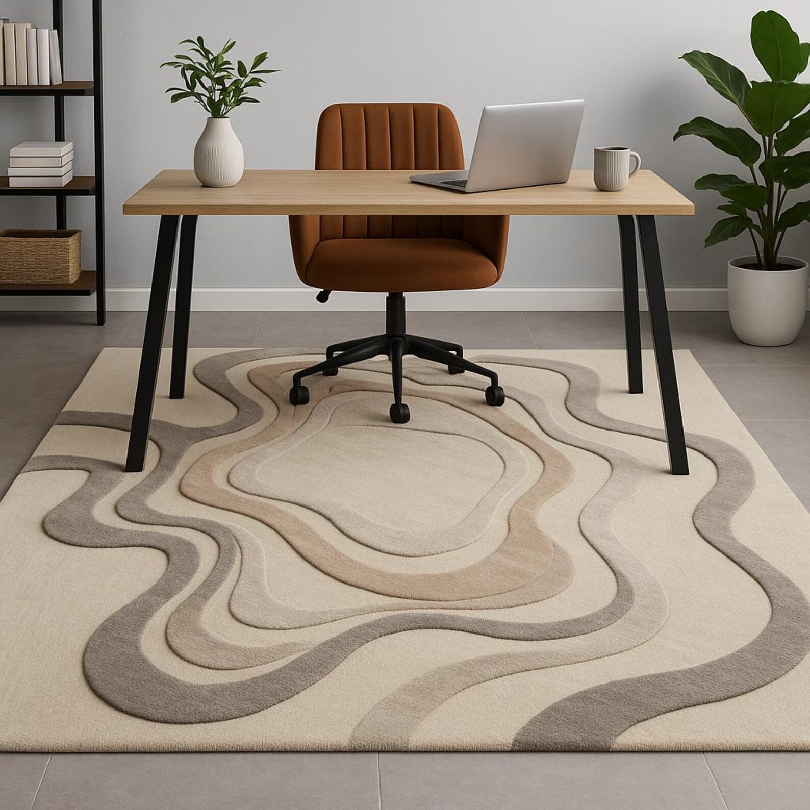 3D Carved Wool Rug: Neutral Topographic Contour Design - Etsy