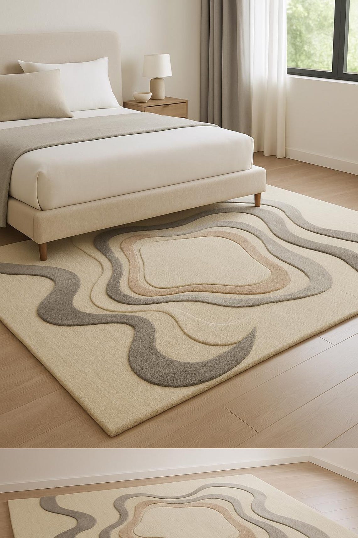 3D Carved Wool Rug: Neutral Topographic Contour Design - Etsy
