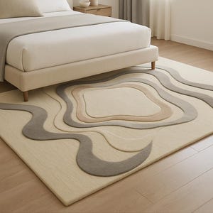 3D Carved Wool Rug: Neutral Topographic Contour Design - Etsy