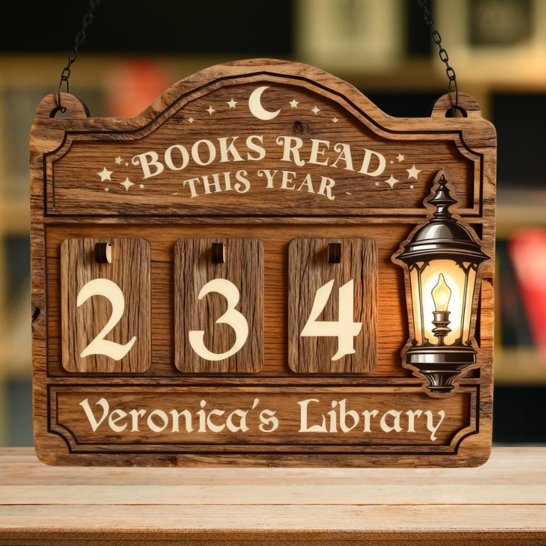 Personalized Reading Goal Tracker for Bookshelf, Custom Wood Library ...