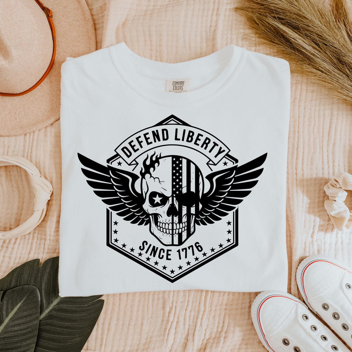 Defend Liberty SVG: Winged Skull With USA Flag, Hex Shield, Since 1776 ...