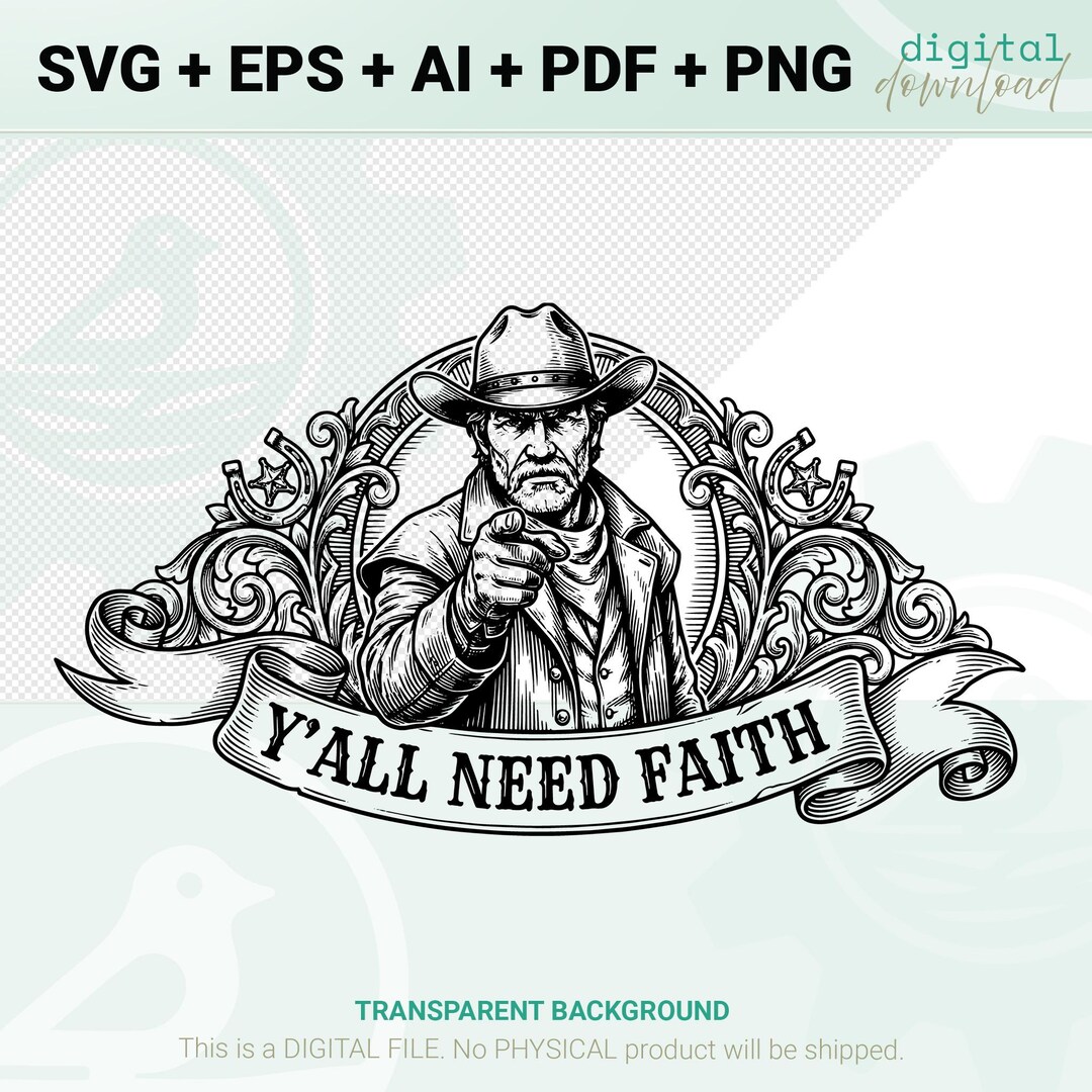 Western Preacher Cowboy SVG – Laser Engraving File – Engraved Christian ...