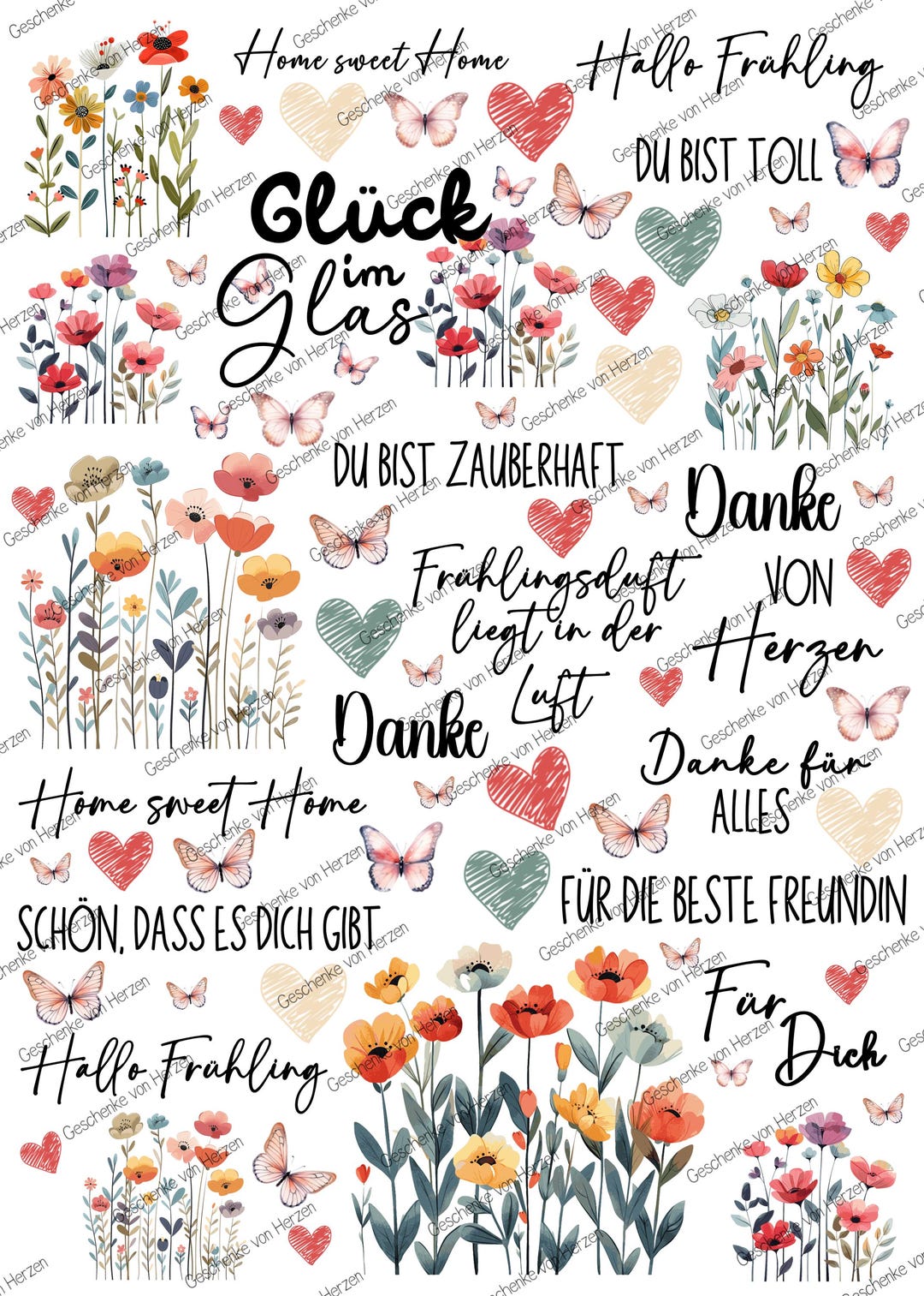Rub-on, Borderless, Spring Mixed 2, Glossy, Sticker, Art. No. 1016 - Etsy