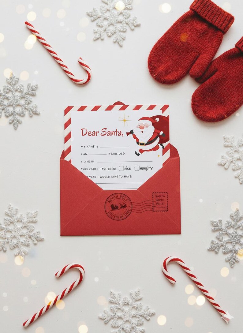 Dear Santa Letter Template | Christmas Wish List (PDF & JPG) - Etsy