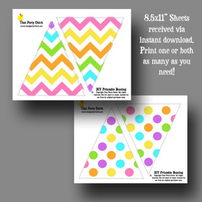 Printable Banner Pastel Chevron and Polka Dot Bunting | Etsy